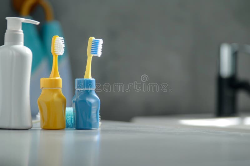 Bright and Colorful Bathroom Scene with a Toothbrush and Toothpaste ...