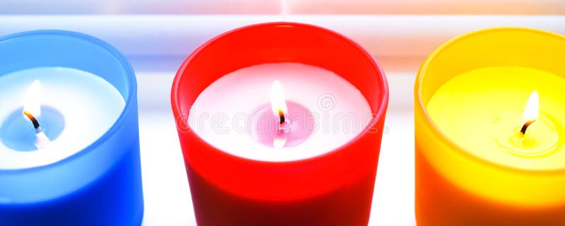 Bright Colorful Candles. Scented Colorful Candles with Lighted Wicks ...