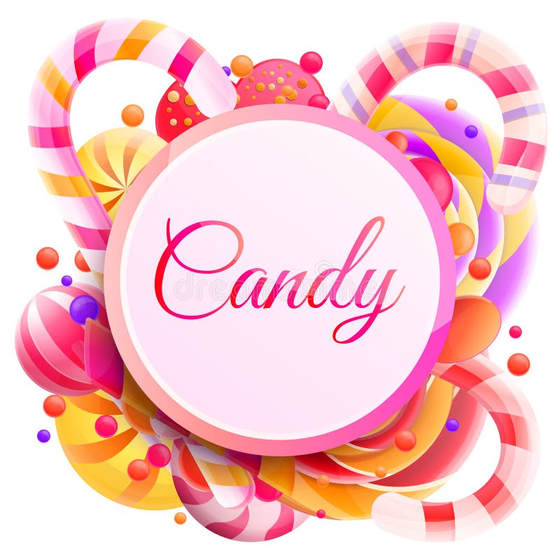 Colorful Cartoon Poster from a Set of Sweets, Vector Illustration Stock ...