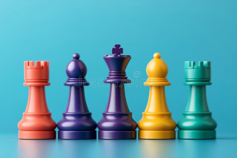 Bright and Colorful Chess Pieces. Strategic Gameplay, Creative Design ...