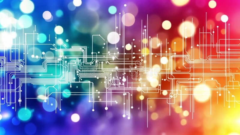 Colorful Abstract Digital Circuit Design with Vibrant Bokeh Effect in ...