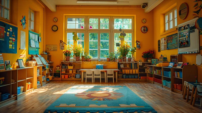 Bright and Colorful Classroom Interior. Generative Ai Stock ...