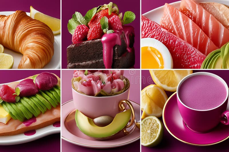 Bright and Colorful Collage of Modern Breakfast Dishes with Fresh ...