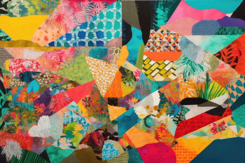 Bright and Colorful Collage of Patterns, Textures, and Shapes Stock ...