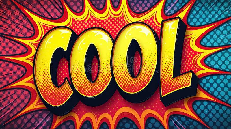 Bright Colorful Comic Book Style Cool Word Explosion Background Stock ...