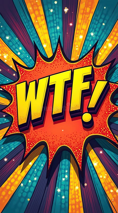 Vibrant Comic Book Style WTF Word Explosion Background Stock ...