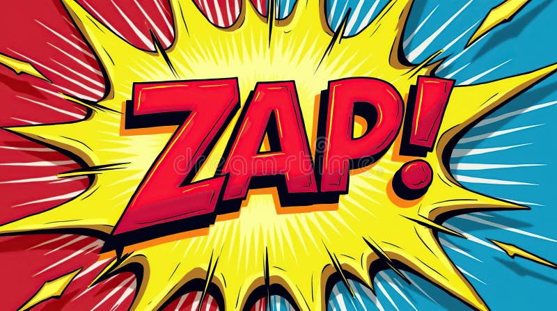Vibrant Comic Book Style Explosion with Bold Zap Text Stock ...