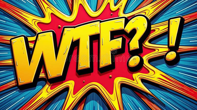 Bright and Colorful Comic Book Style WTF Word Explosion Design Stock ...