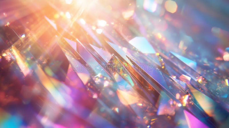 Bright Colorful Crystals with Prismatic Light Refraction Stock ...