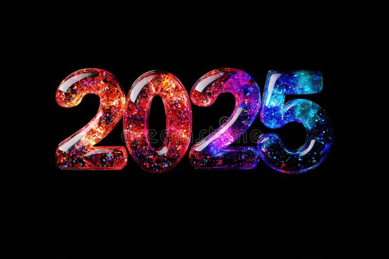 Colorful 2025 Display Showcasing Vibrant Design Elements Against a ...