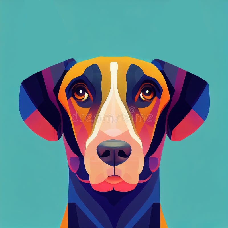 Bright Colorful Dog Head on a Blue Background. Doberman Dog Breed. AI ...