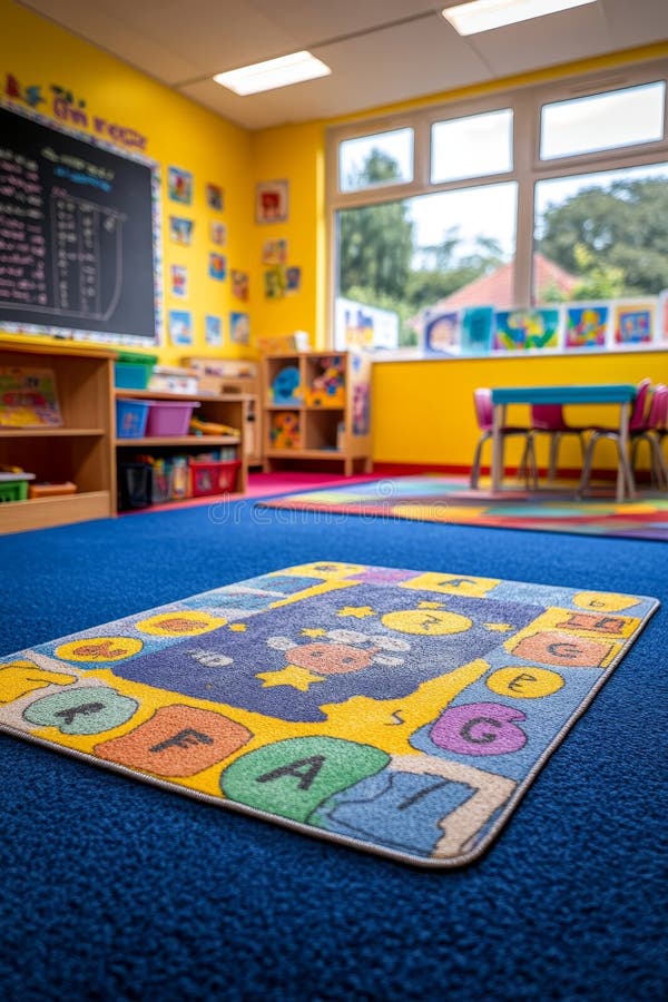 Bright and Colorful Empty Preschool Classroom Ready for Playtime ...