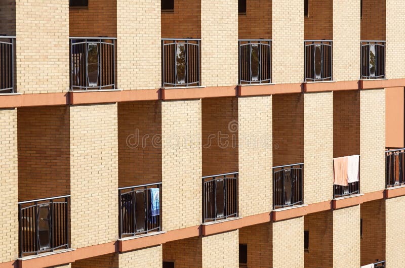 Bright Colorful Facade of Old European Building with Windows, Balconies ...