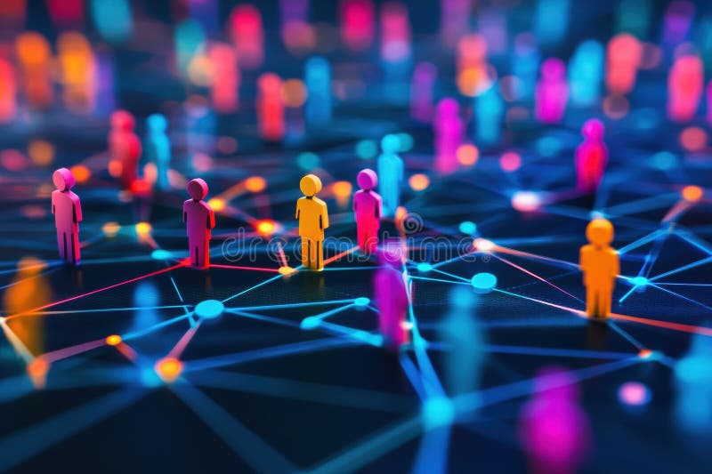 Colorful Figures on a Digital Grid Illustrating Diverse Customer ...