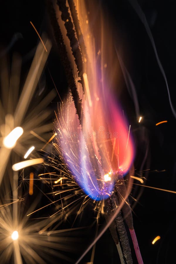 Bright Colorful Fire and Sparks Stock Image - Image of flame, sparks ...