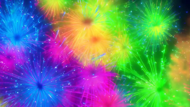 Bright Colorful Fireworks Exploding in the Night Sky Stock Video ...