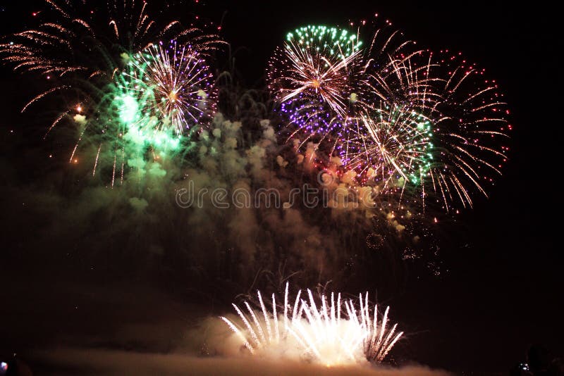 Bright Colorful Fireworks Night Fireworks Stock Photo - Image of ...