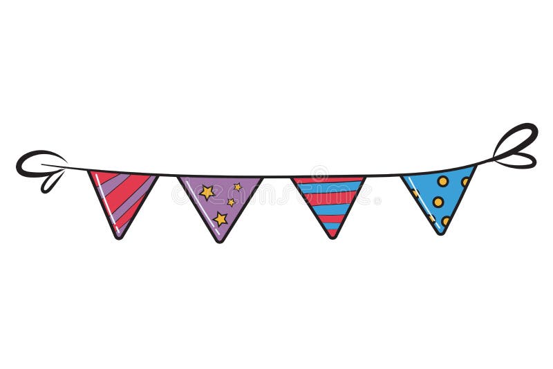 4 Bright Colorful Flags on a String Stock Vector - Illustration of ...