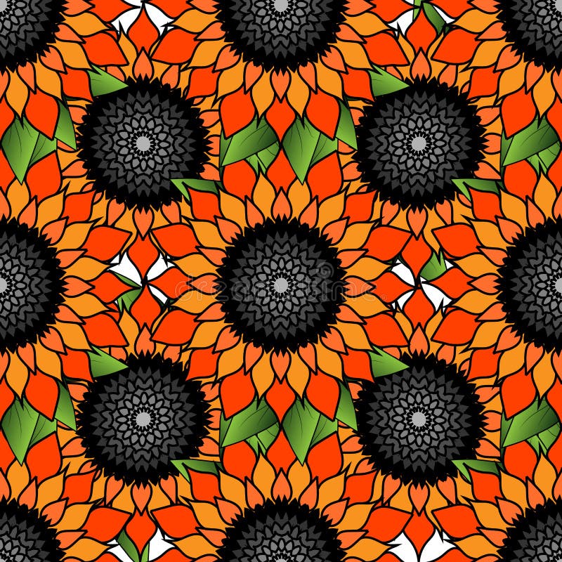 Bright Orange Floral Seamless Pattern Stock Vector - Illustration of ...