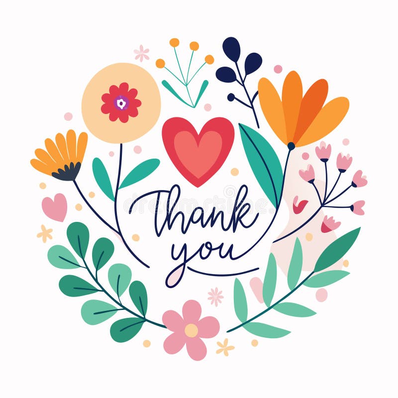 Bright and Colorful Flowers Surround the Words Thank You Written in ...