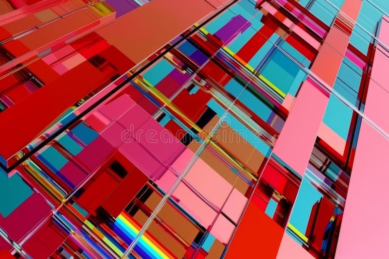 Abstract Geometric Patterns in Vibrant Colors and Reflections Stock ...