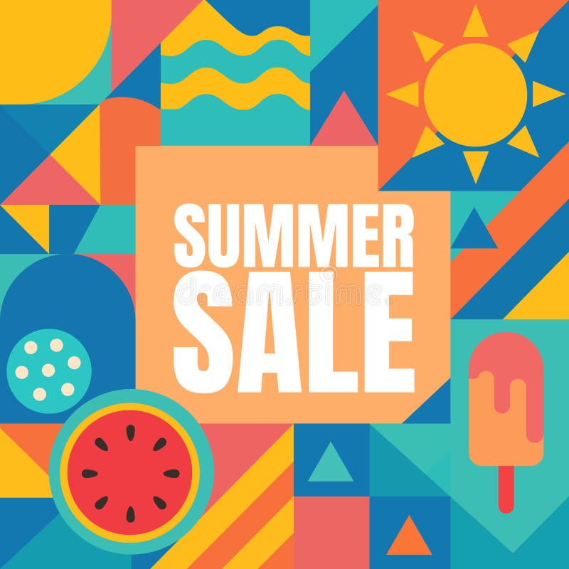 Bright Colorful Geometric Summer Sale Vector Illustration Stock ...