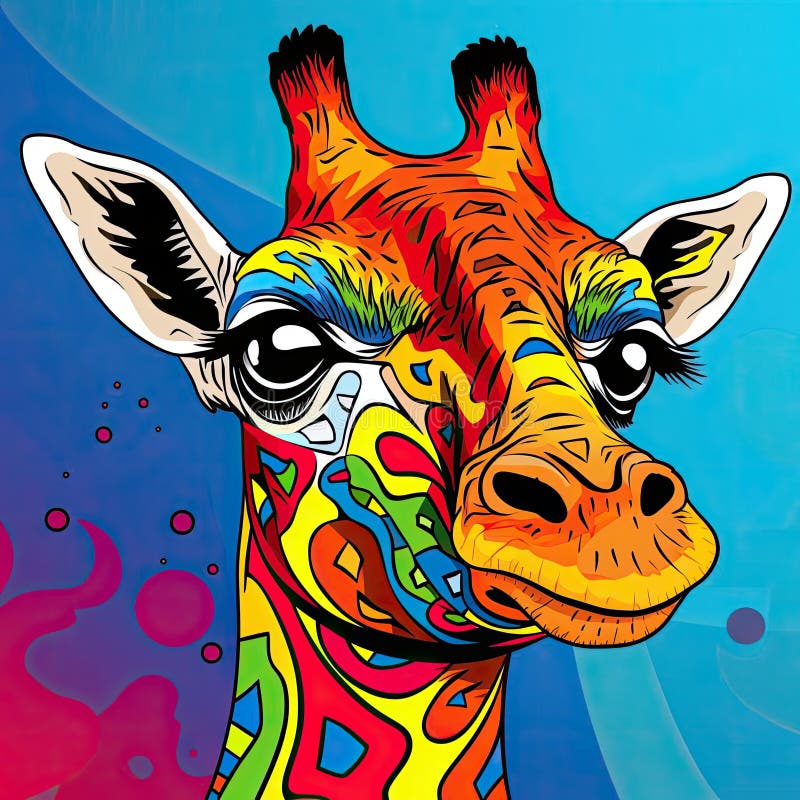 Bright Colorful Giraffe Illustration Stock Illustration - Illustration ...