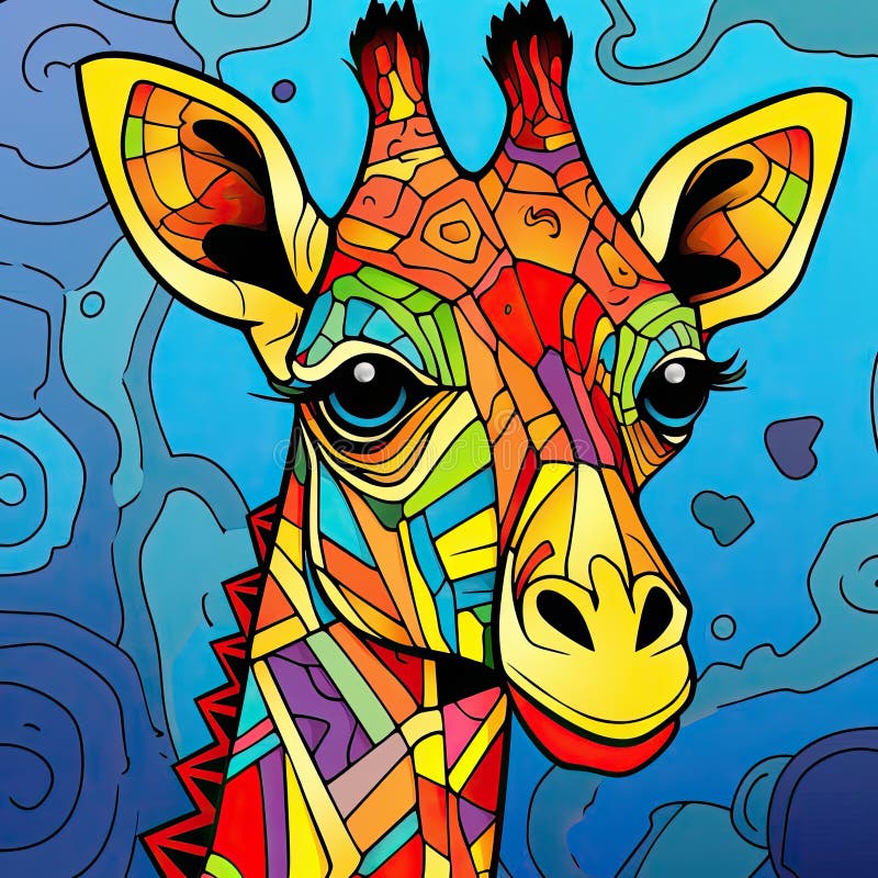 Bright Colorful Giraffe Illustration Stock Illustration - Illustration ...