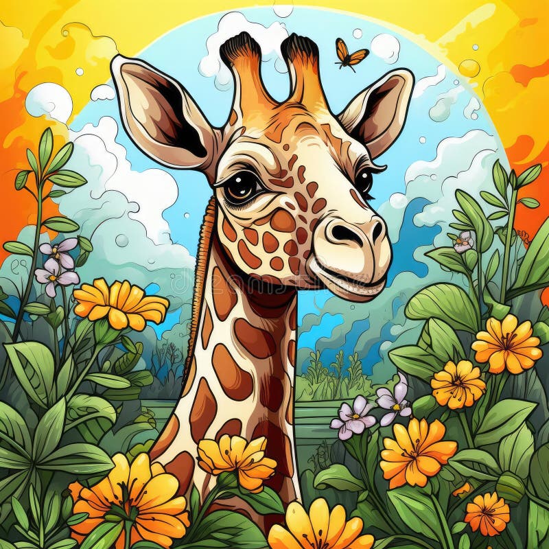 Bright Colorful Giraffe Illustration Stock Photo - Image of design ...