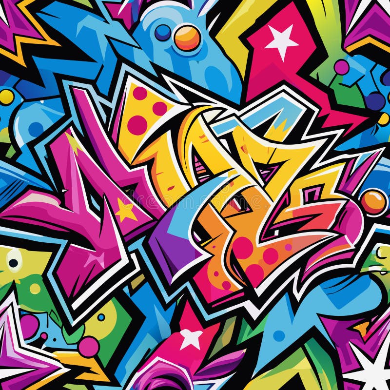 Bright and Colorful Graffiti Artwork with Vibrant Shapes and Patterns ...