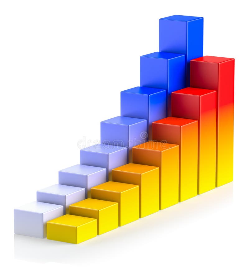 Bright Colorful Growing Bar Chart in Two Rows Business Success C Stock ...