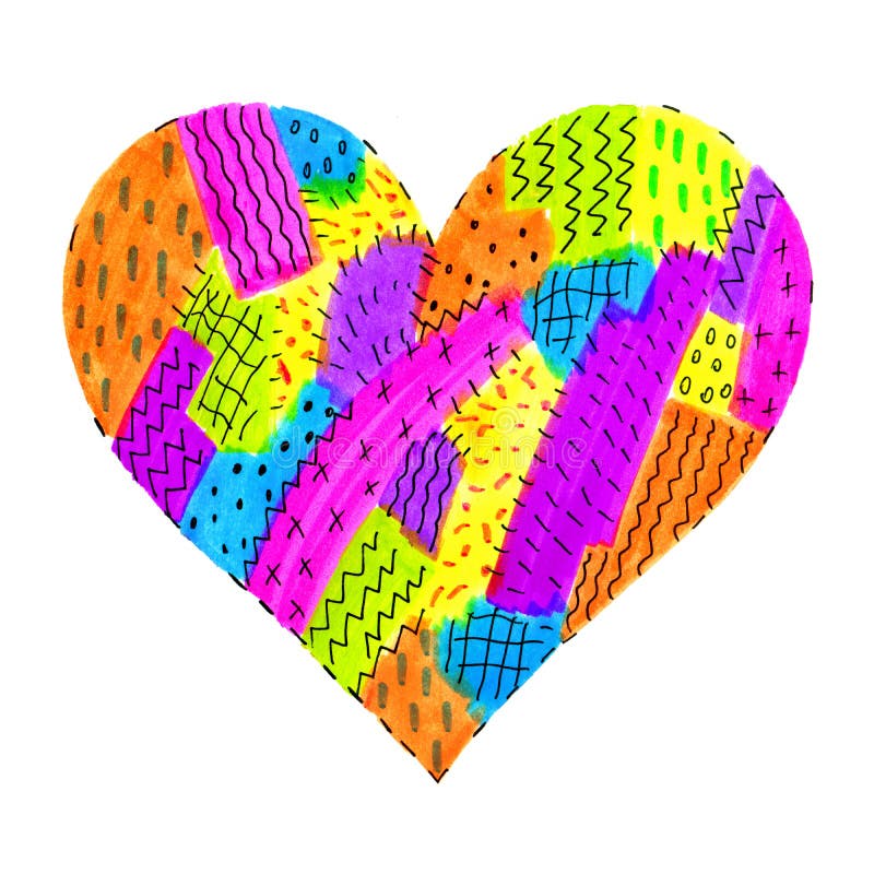 Bright Colorful Heart with Abstract Pattern Stock Illustration ...