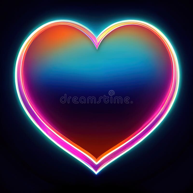 Bright Colorful Heart In A Glowing Neon Frame Neon Love A Colorful