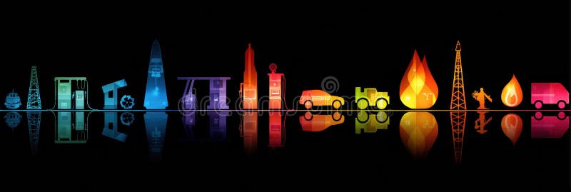 Colorful Representation of Diverse Energy Sources and Fuel Icons ...