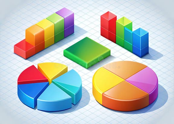 Bright Colorful Isometric Pie Charts for Business Presentations ...