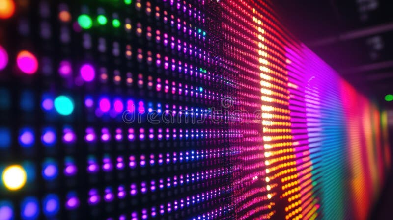Bright Colorful Led Panel Wall Shining in the Dark Stock Illustration ...