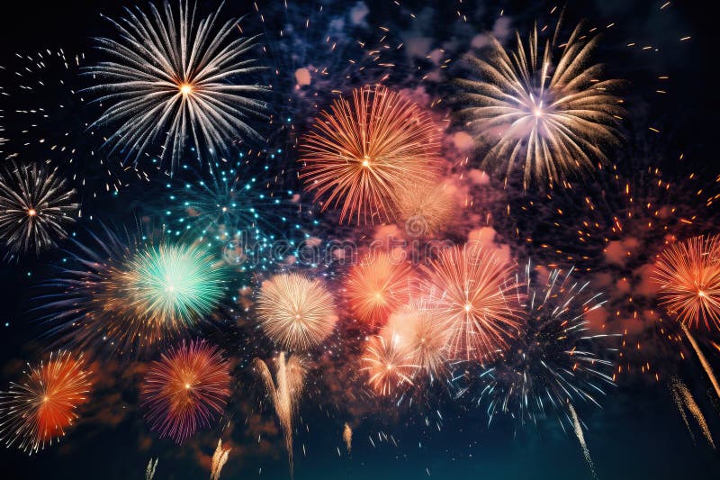 Bright and Colorful Light from the Explosion of Fireworks. Stock Photo ...