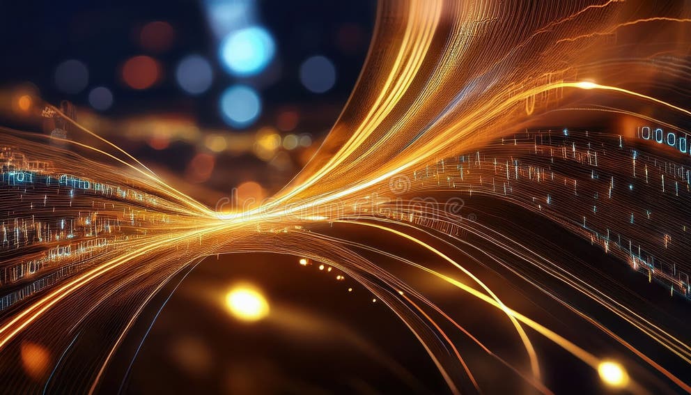 Vibrant Firefly Streaming Lines of Computer Code Create a Dynamic ...