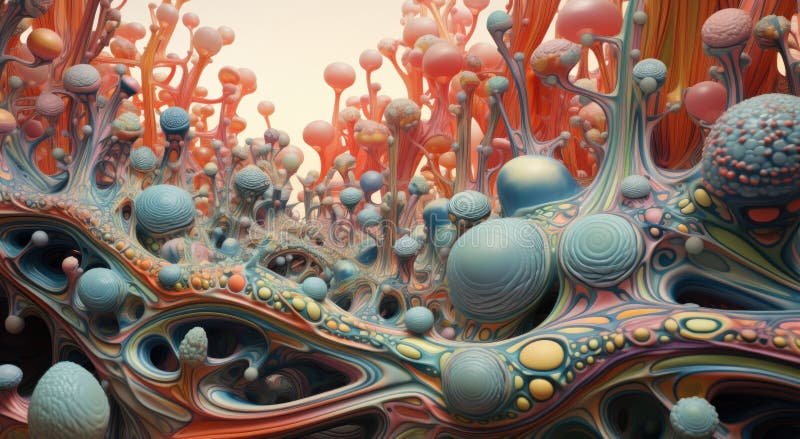 Bright and Colorful Microcosm of Microbes, Fungi, Bacteria Stock ...