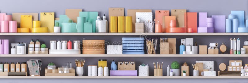Bright and Colorful Mockup of a Hardware Store Shelf Filled with ...