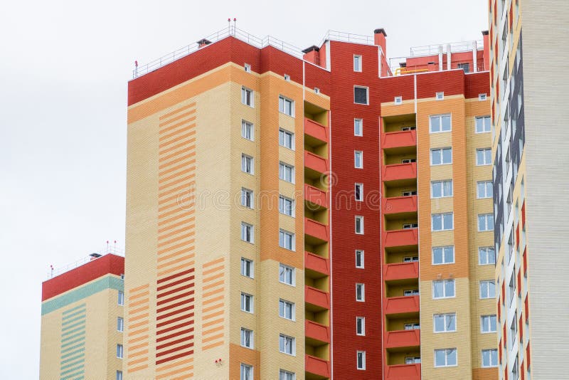 Bright Colorful Multi-storey Apartment Building Stock Photo - Image of ...