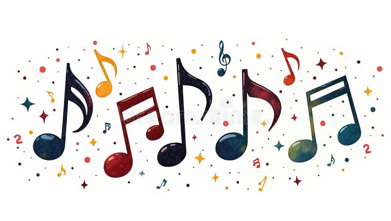 Colorful Musical Notes Decorated with Vibrant Shapes and Dots in a ...