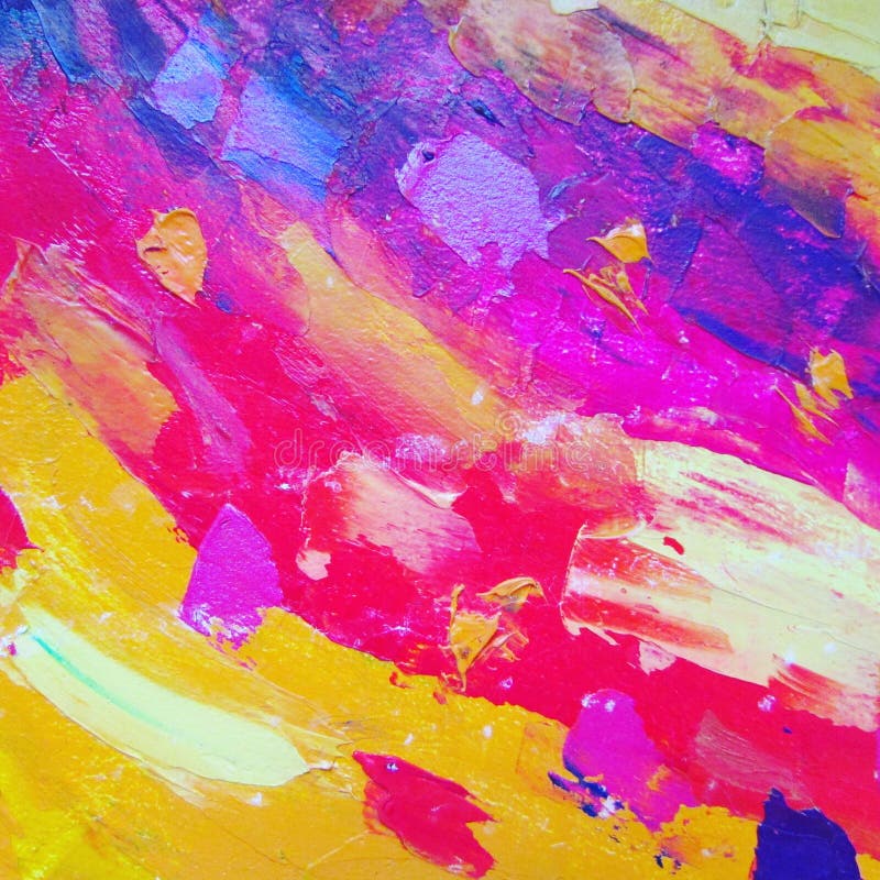 Bright Colorful Oil Painting Stock Image - Image of colorful, pink ...