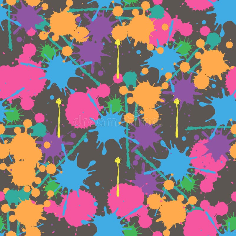 Bright Colorful Paint Splatters Vector Seamless Pattern Stock ...