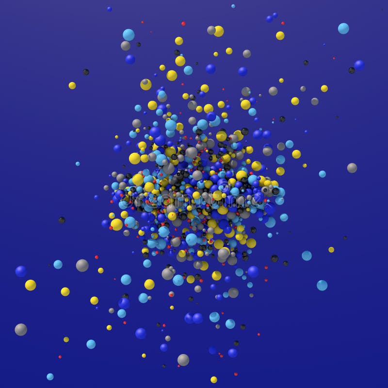 Bright Colorful Particles Flying. Blue Background Stock Illustration ...