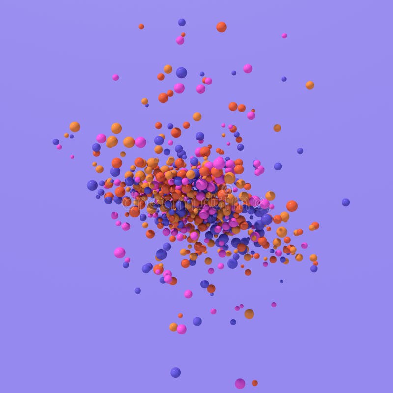 Bright Colorful Particles Flying. Violet Background Stock Illustration ...