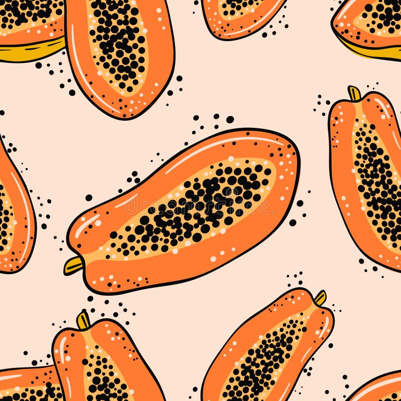 Bright Colorful Pattern with Papaya Fruits. Solid Natural Background ...