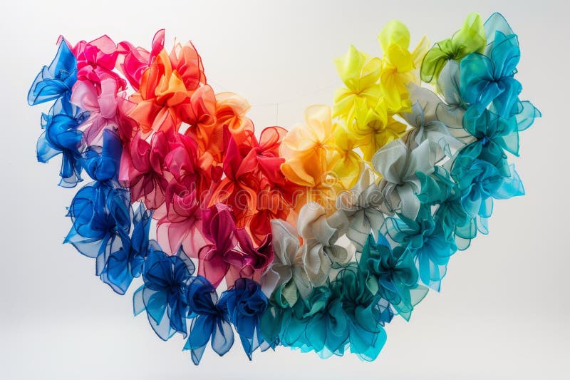 Bright Colorful Rainbow Colored Fabric with Elements of Sewn Patterns ...