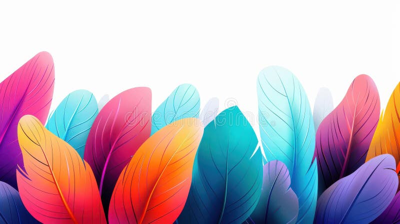 Bright and Colorful Rainbow Feathers Frame Your Design, Adding a ...