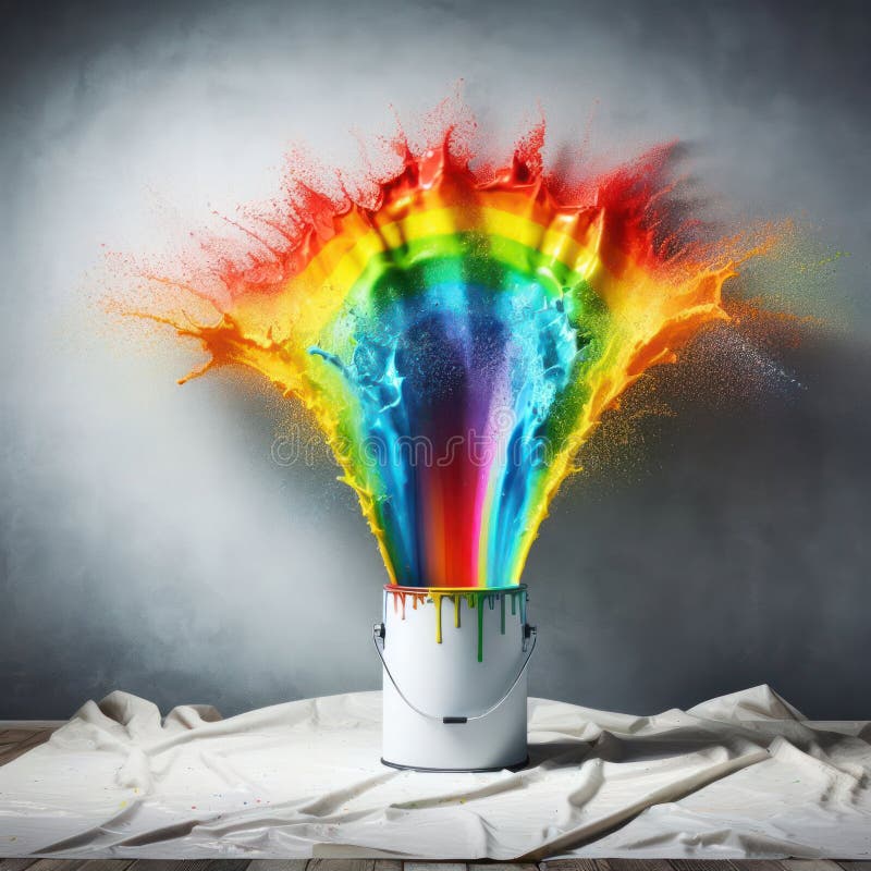 Bright and Colorful Rainbow Paint Explosion Stock Illustration ...